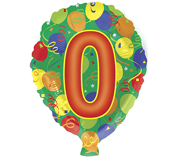 18" Happy Birthday Number "0" Foil Balloon – Non-Packaged