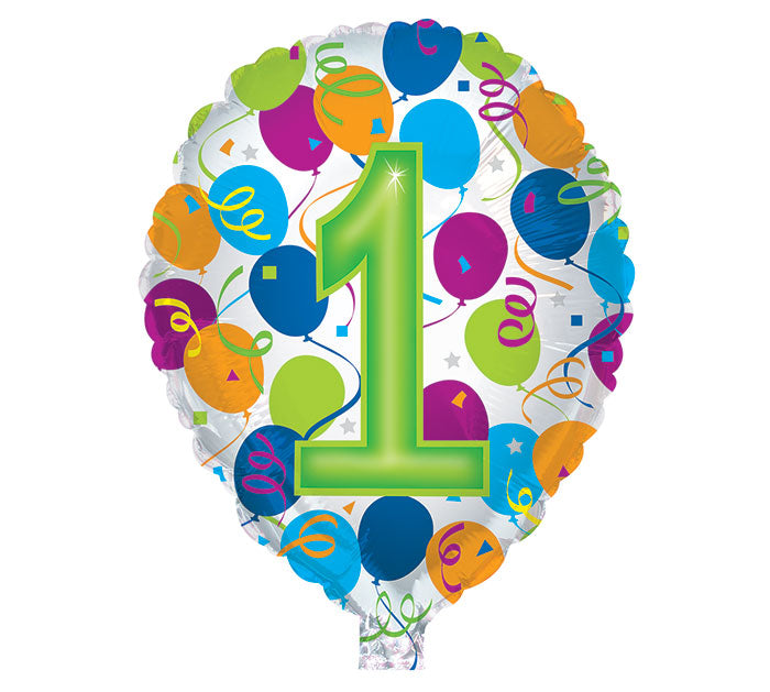 18" Happy Birthday Number "1* Foil Balloon – Non-Packaged