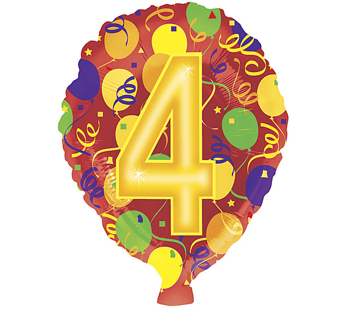 18" Happy Birthday Number "4* Foil Balloon – Non-Packaged