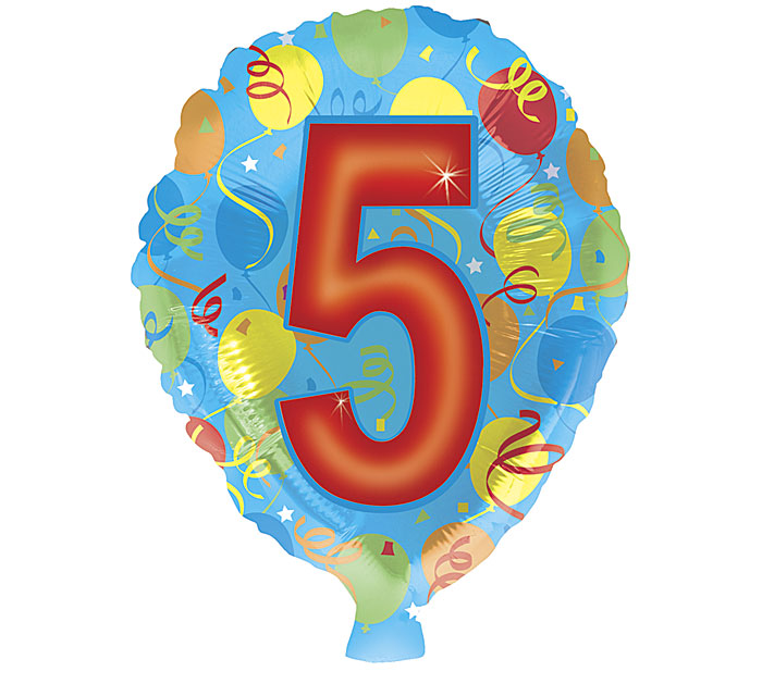 18" Happy Birthday Number "5* Foil Balloon – Non-Packaged