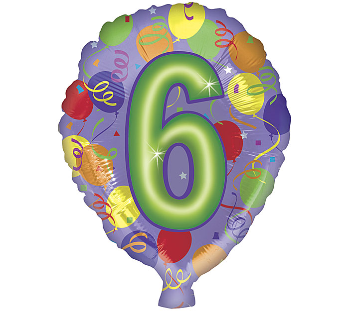 18" Happy Birthday Number "6* Foil Balloon – Non-Packaged