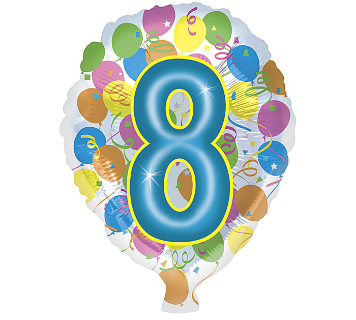 18" Happy Birthday Number "8* Foil Balloon – Non-Packaged