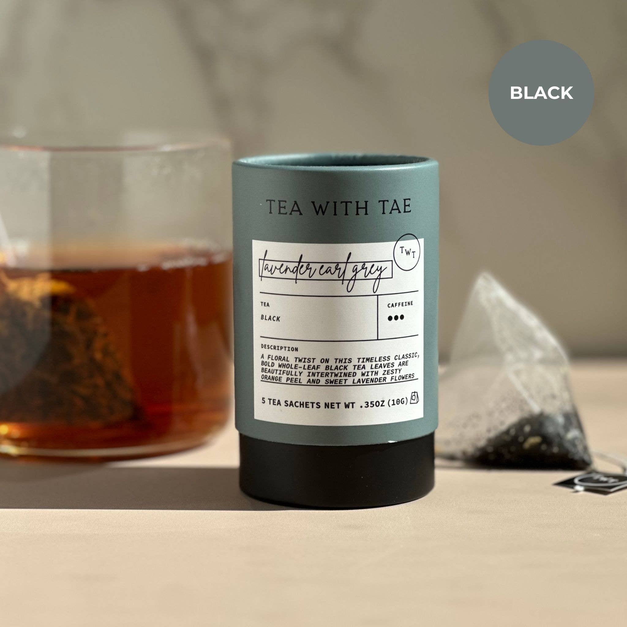 Tea With Tae Lavender Earl Grey Black Tea Mini Tea Tube Gift (5 tea ba